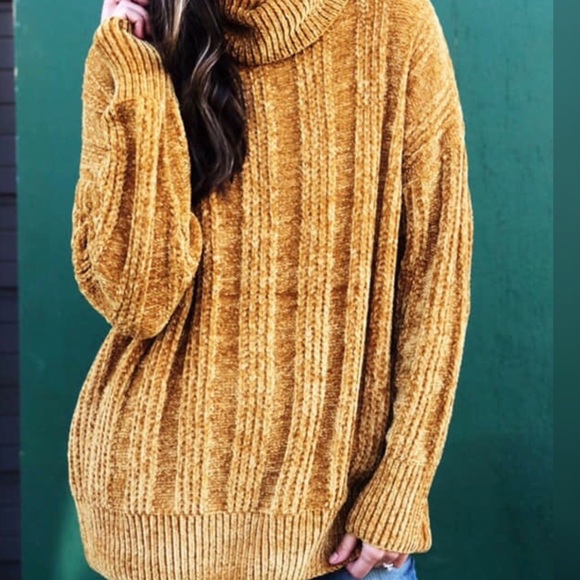 Sweaters | New Mustard Cowl Neck Chenille Sweater | Poshmark
